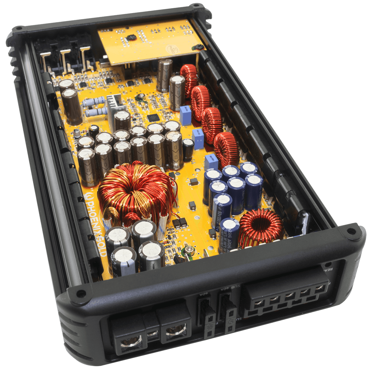 MX 800W 5 Channel Full Range Class D Sub Compact Amplifier - Phoenix Gold